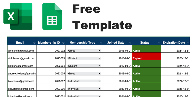 Free Excel Template for a Member Database